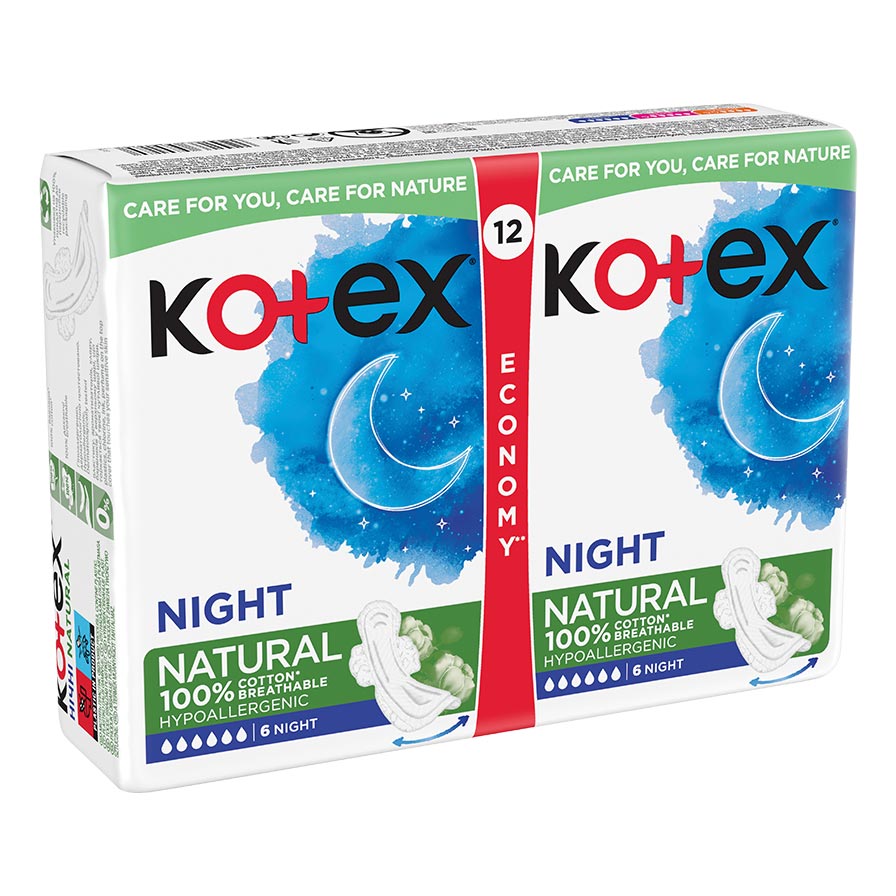 Прокладки Natural Duo Найт | Kotex®